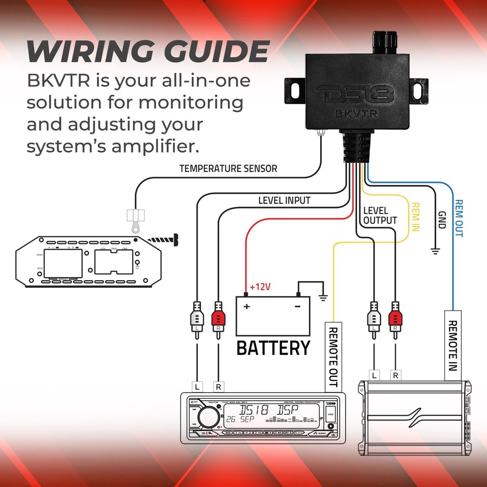 DS18 BKVTR Universal Bass knob with volt meter and temperature display ...
