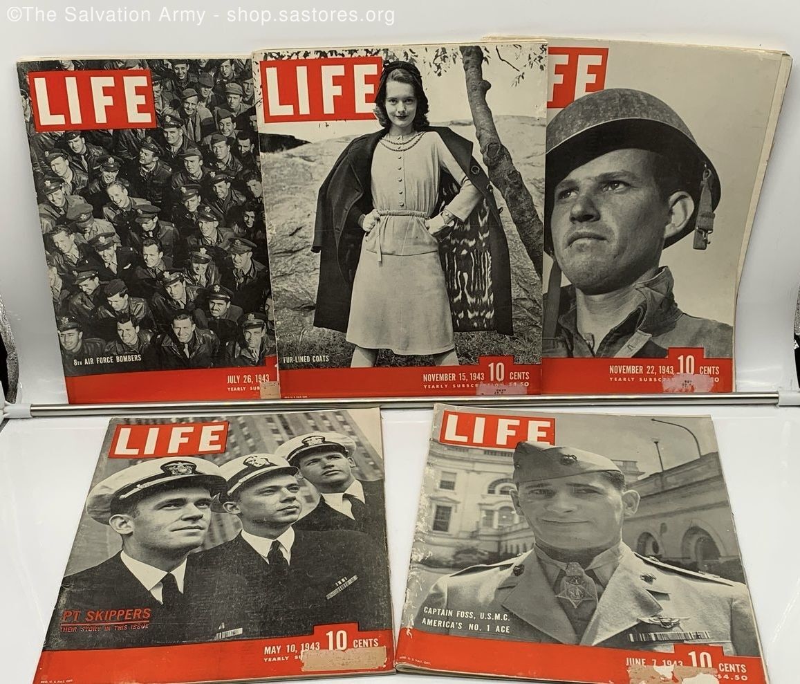 Lot of 1943 Life Magazines; Aerial Gunner, Berlin's Bomber, Elizabeth ...
