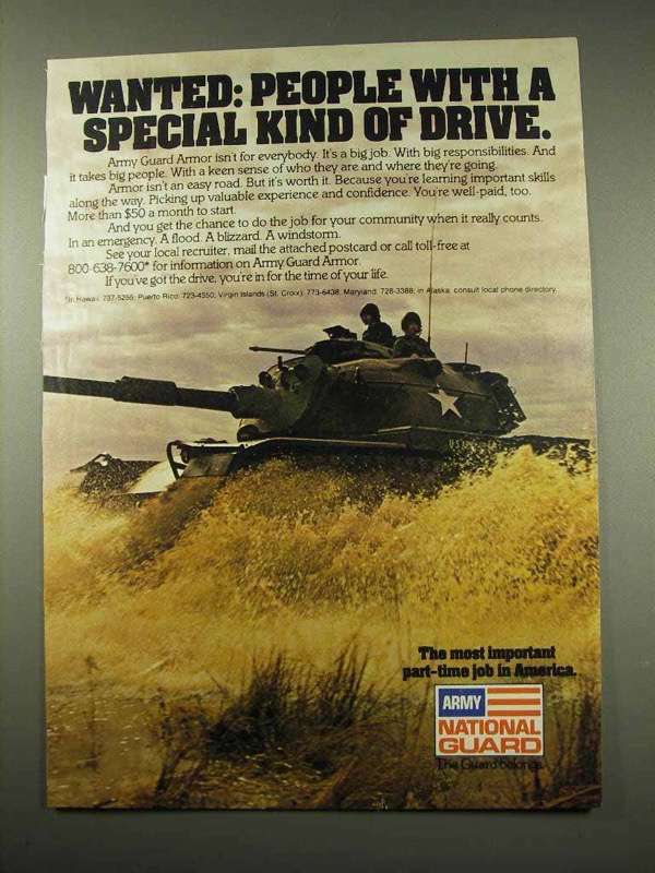 1979 Army National Guard Ad - Special Kind of Drive | eBay