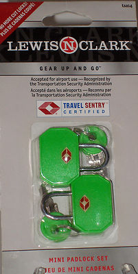 NEW LEWIS N CLARK TRAVEL LOCK - LIME GREEN TSA14 - KEY LOCKS - set of 2 ...