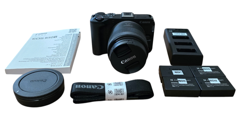Canon EOS R50 V + EXTRA BATTERIES with RF-S14-30mm F4-6.3 is STM PTZ ...