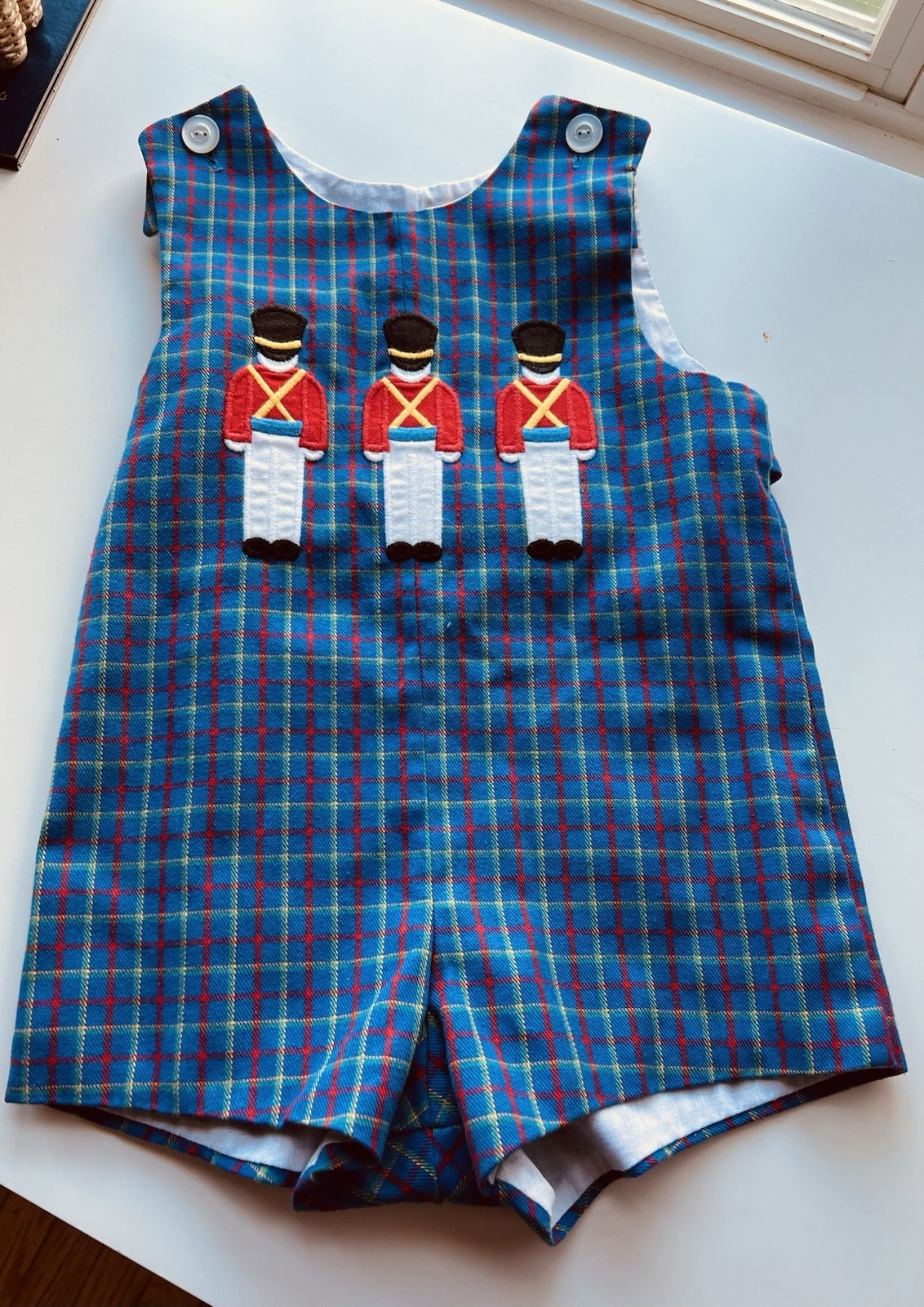 KELLY'S KIDS Boys Shortall Romper Christmas Blue Plaid Outfit 4T ...