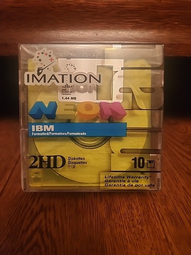 New Sealed IBM Imation Neon 2HD Diskettes Set of 10 Formatted 1.44 MB ...