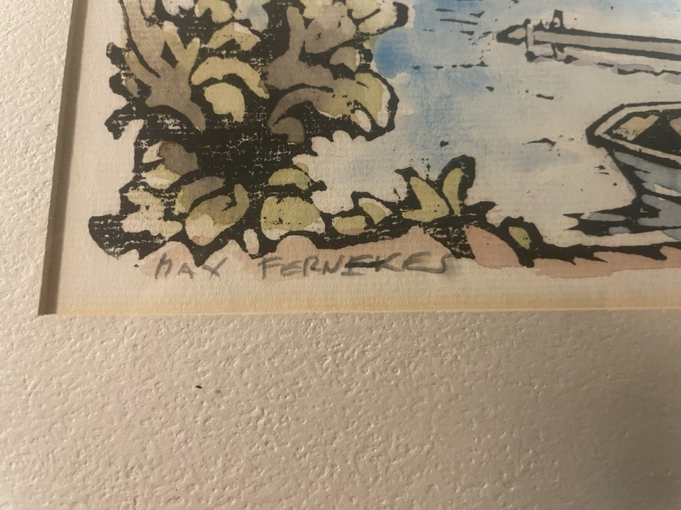 Max Fernekes Watercolor Block Print Ephraim Wisconsin | eBay