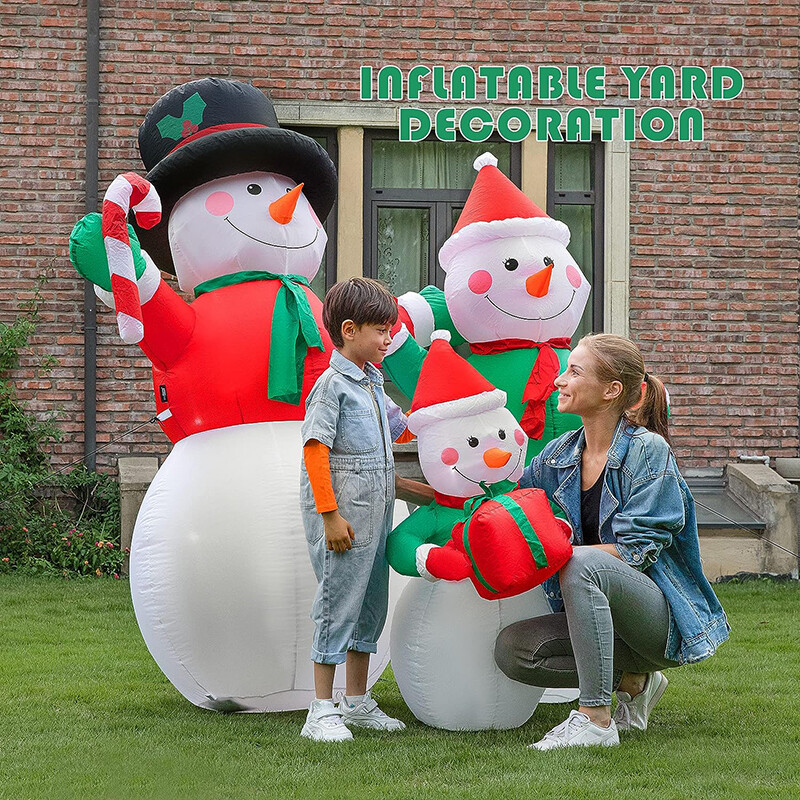 6ft Christmas Inflatable Snowman Family LED Lighted Blowup Lawn Yard ...