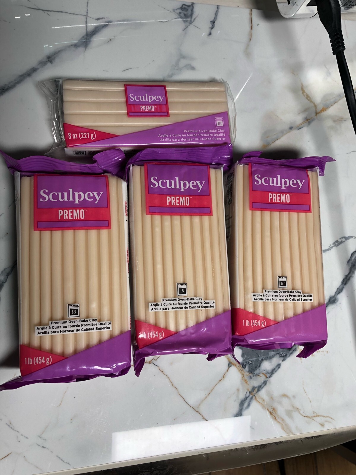 Sculpey Premo White Translucent Three 1 lb Blocks and 1 1/2 pound ...