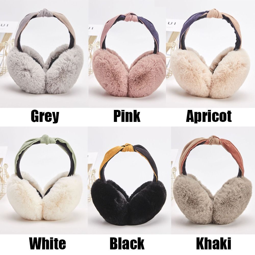 Winter Warm Soft Plush Earmuffs Two-color Headband Ear-Muffs Foldable ...