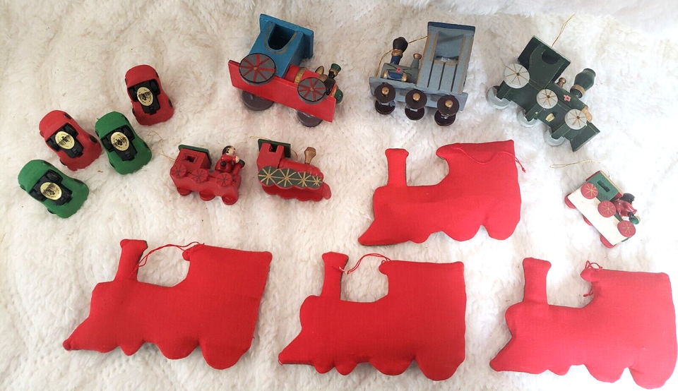 TRAIN Assortment Wooden-Velvet Cloth-Russ Cars Ornaments LOT/14 | eBay