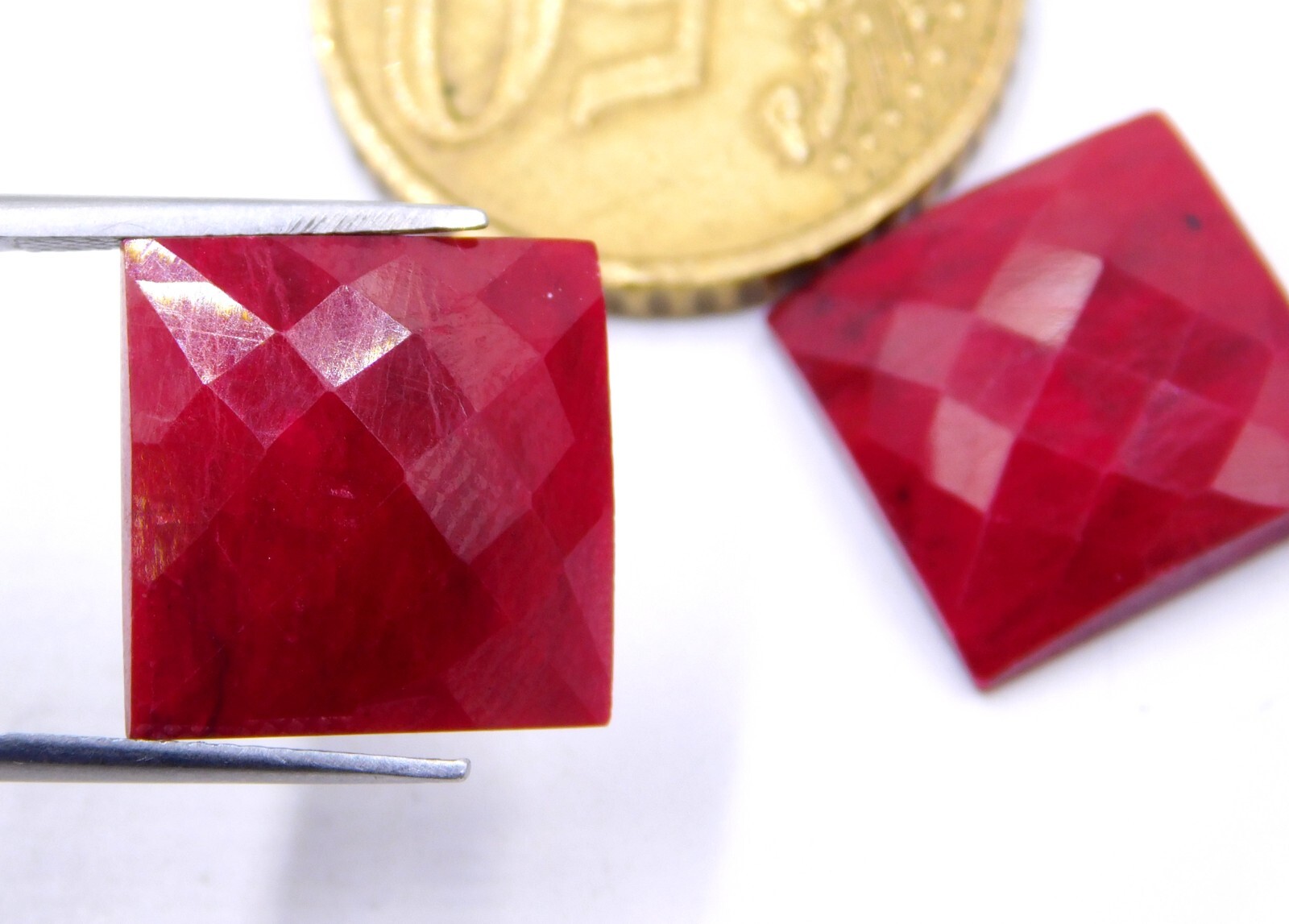 15 MM Natural Corundum Ruby Square Cut Loose Gemstone For Jewelry ...
