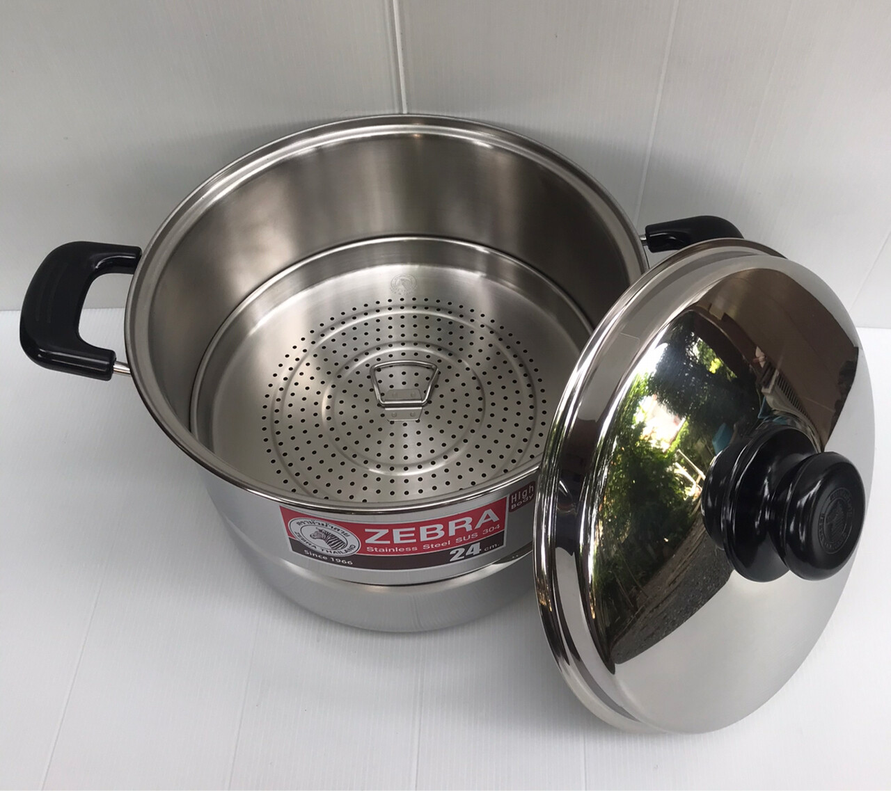 Thai Zebra Brand Sauce Pot with Steamer Plate Wisdom Worthy Stainless ...