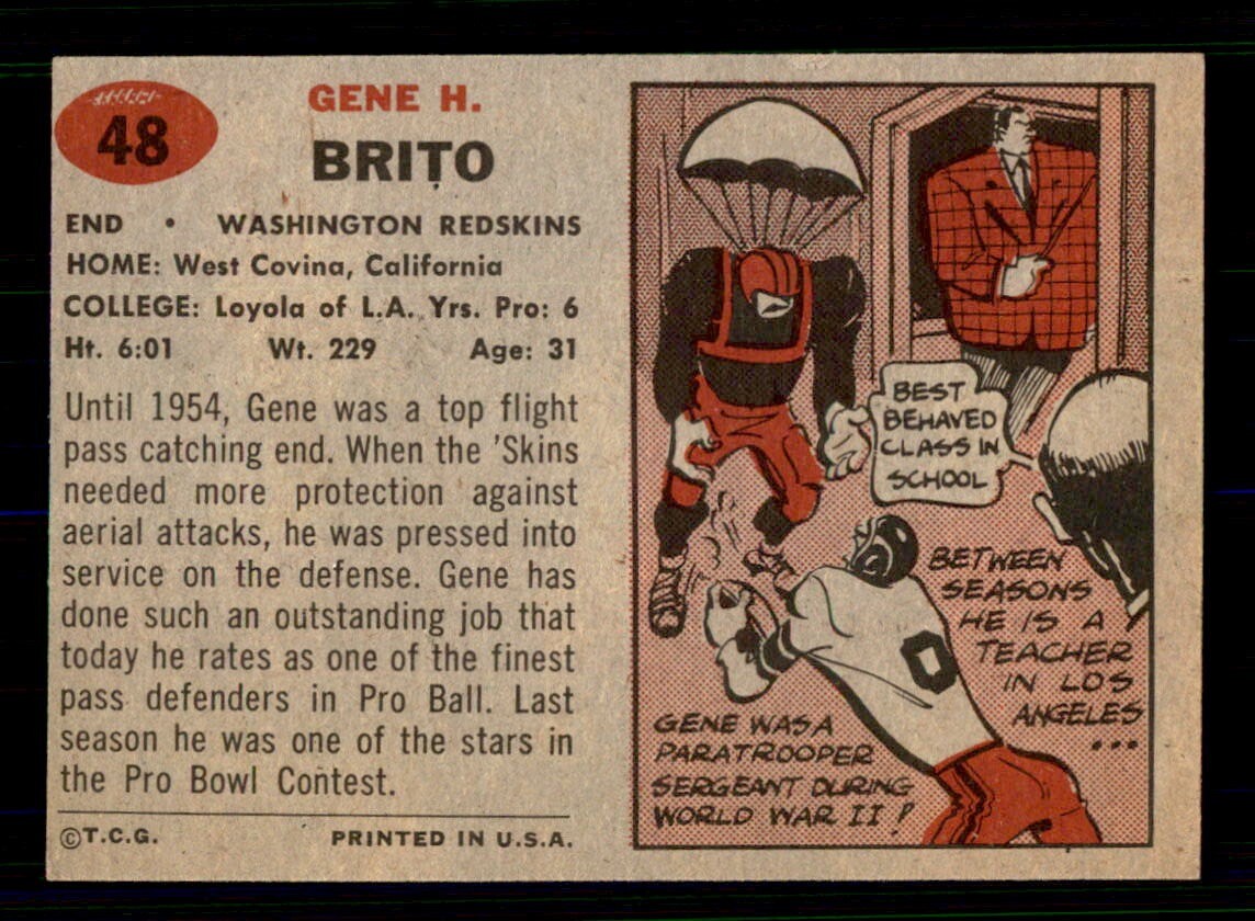1957 Topps Football #48 Gene Brito NM | eBay