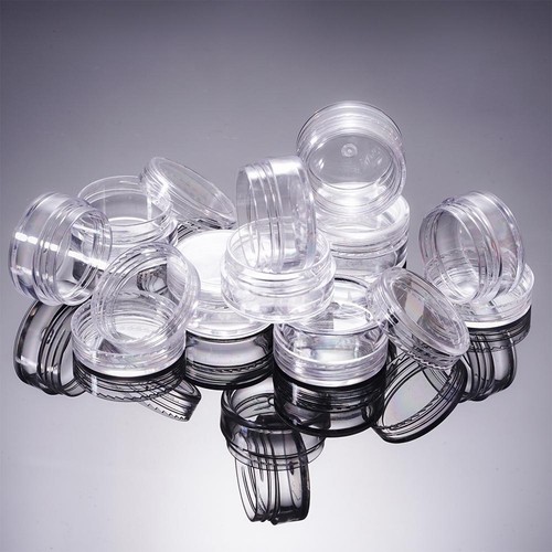 20 Pieces Clear Plastic Cosmetic Sample Container 3 Grams Jars Pot ...