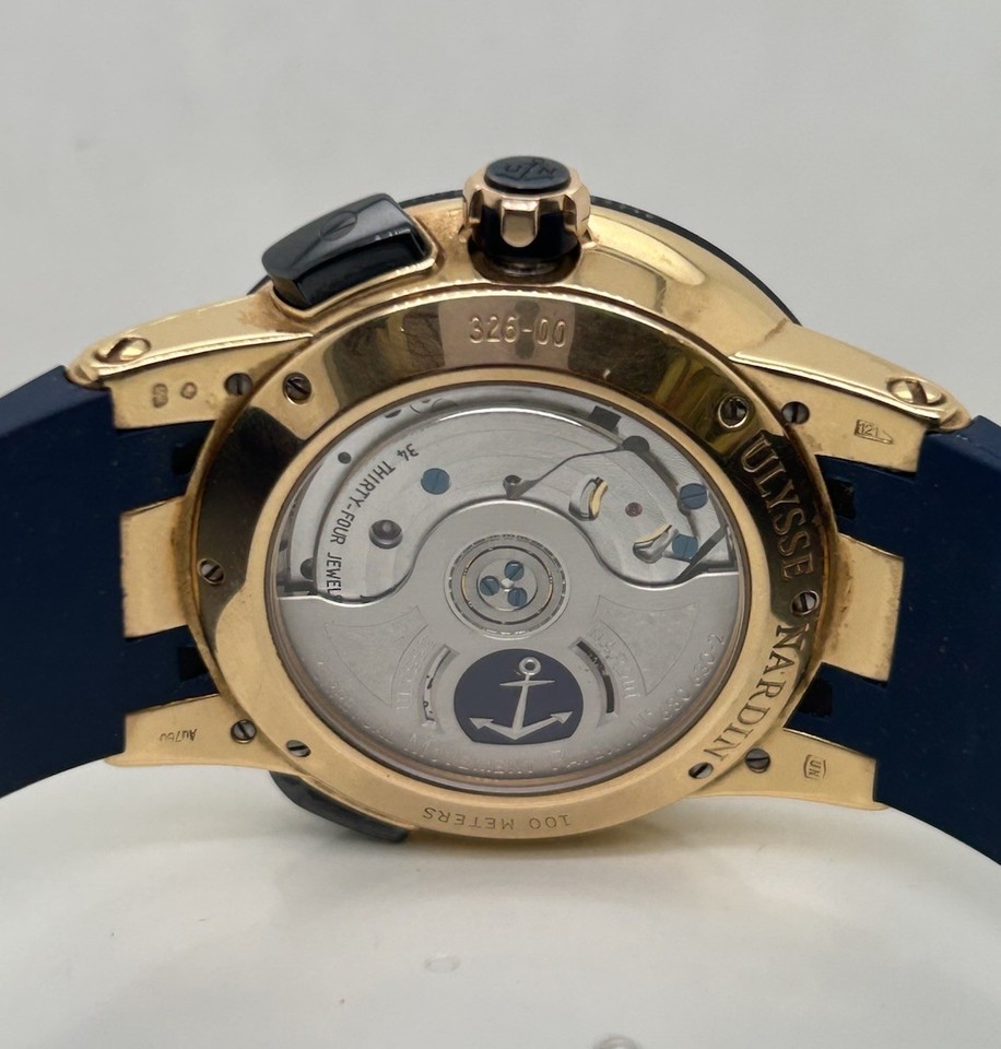 Ulysse Nardin El Toro GMT 18k Yellow Gold Automatic Blue Rubber 43mm ...