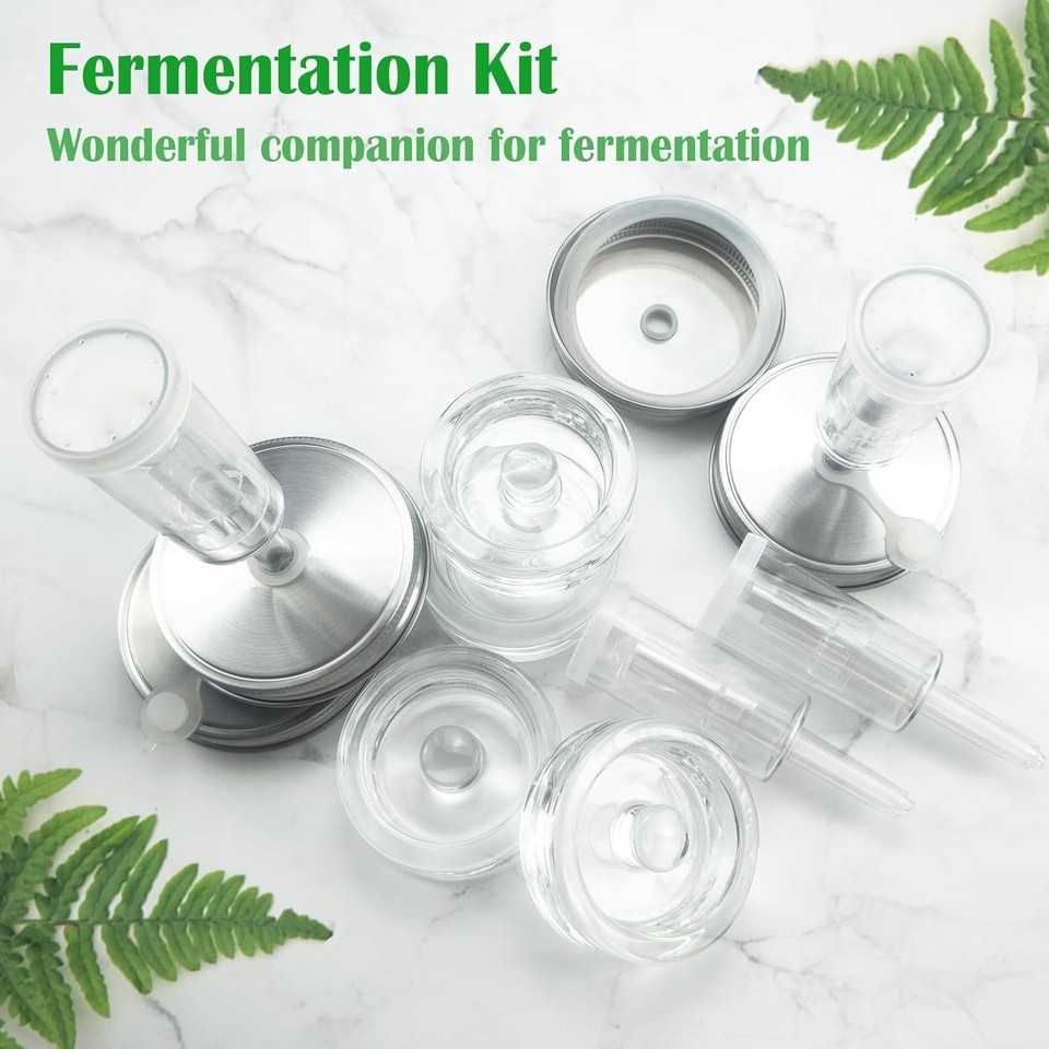 4 Pack Fermentation Kit, For 86MM Wide Mouth Mason Jars, Clear,Silver ...