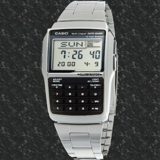 Casio DBC-32D-1A Data Bank Digital Calculator Watch Men Square Metal ...