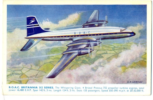 1950s BOAC British Overseas Airways Corporation Britannia 312 Postcard ...