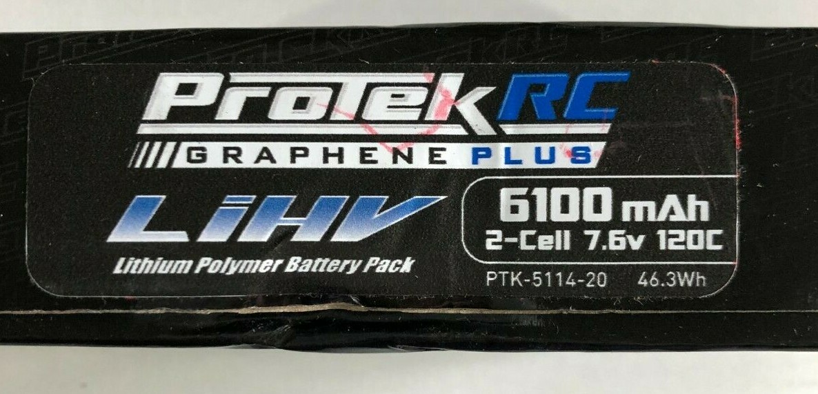 ProTek RC 2 Cell/76V/120C 6100 mAh - Lithium Polymer Battery Pack - NEW ...