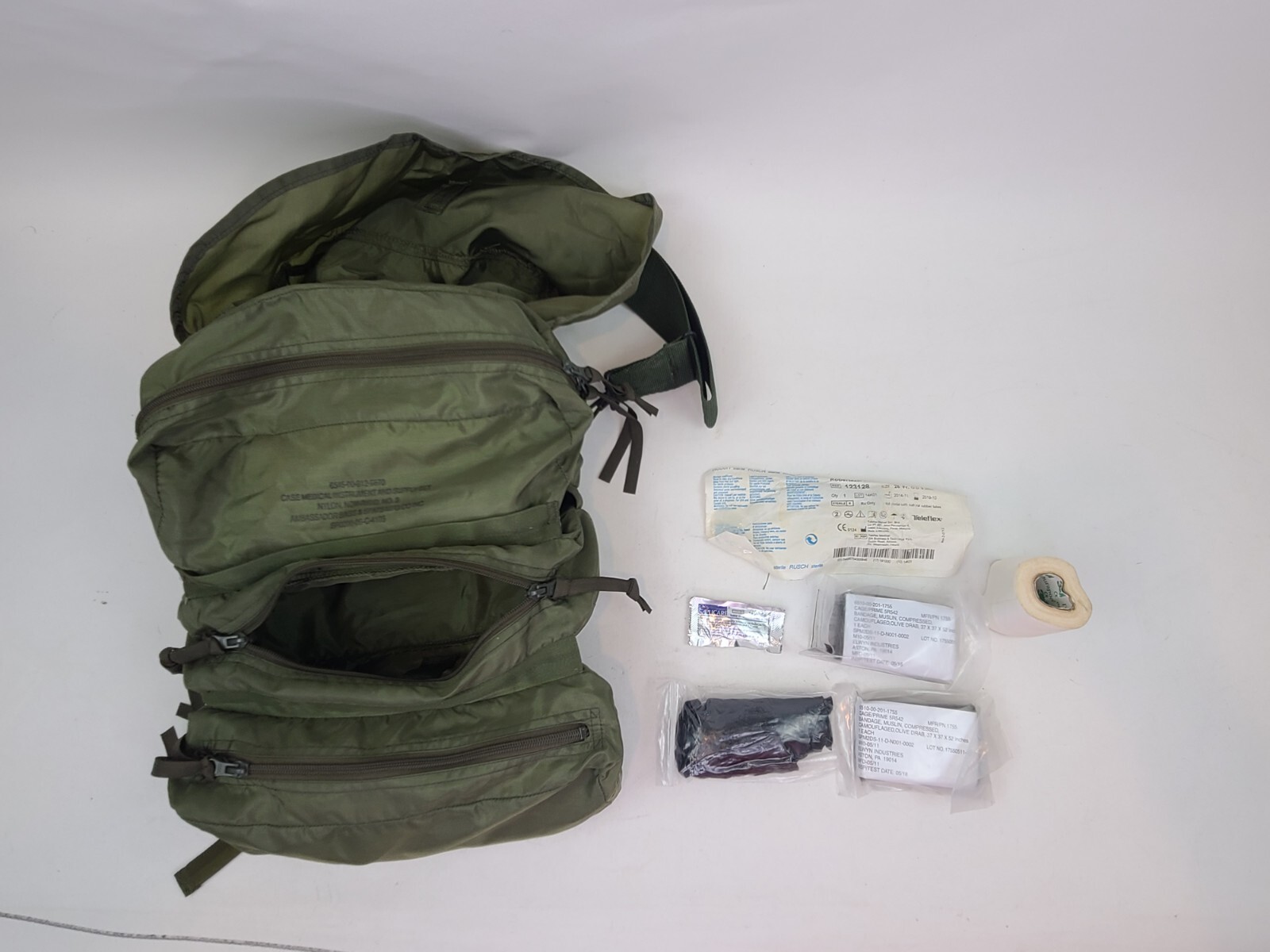 US Military Medical Instrument & Supply Set Case #3 w Supplies OD Green ...