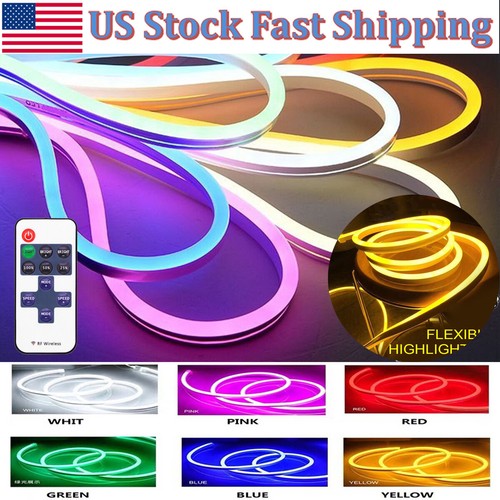 5M-20M LED Neon Light Flexible Silicone Tube Dimmer Sign Strip Lights ...