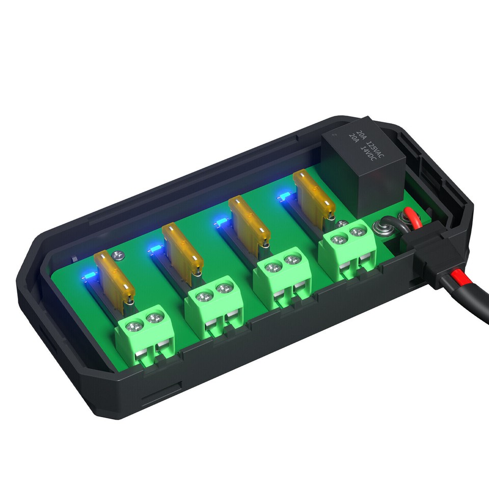 12V Universal 20A Motorcycle Fuse Block Fuse and Relay Box Kit with 4 ...