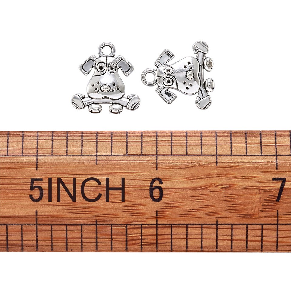 20pc Tibetan Silver Alloy Dog Pendants Mini Lead Free Metal Charms ...