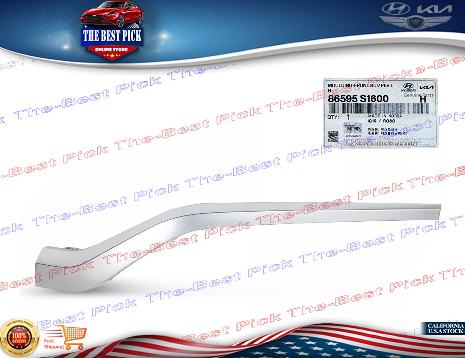 ⭐GENUINE⭐ FRONT Bumper LOWER Molding LEFT 2021-2023 Hyundai Santa Fe ...
