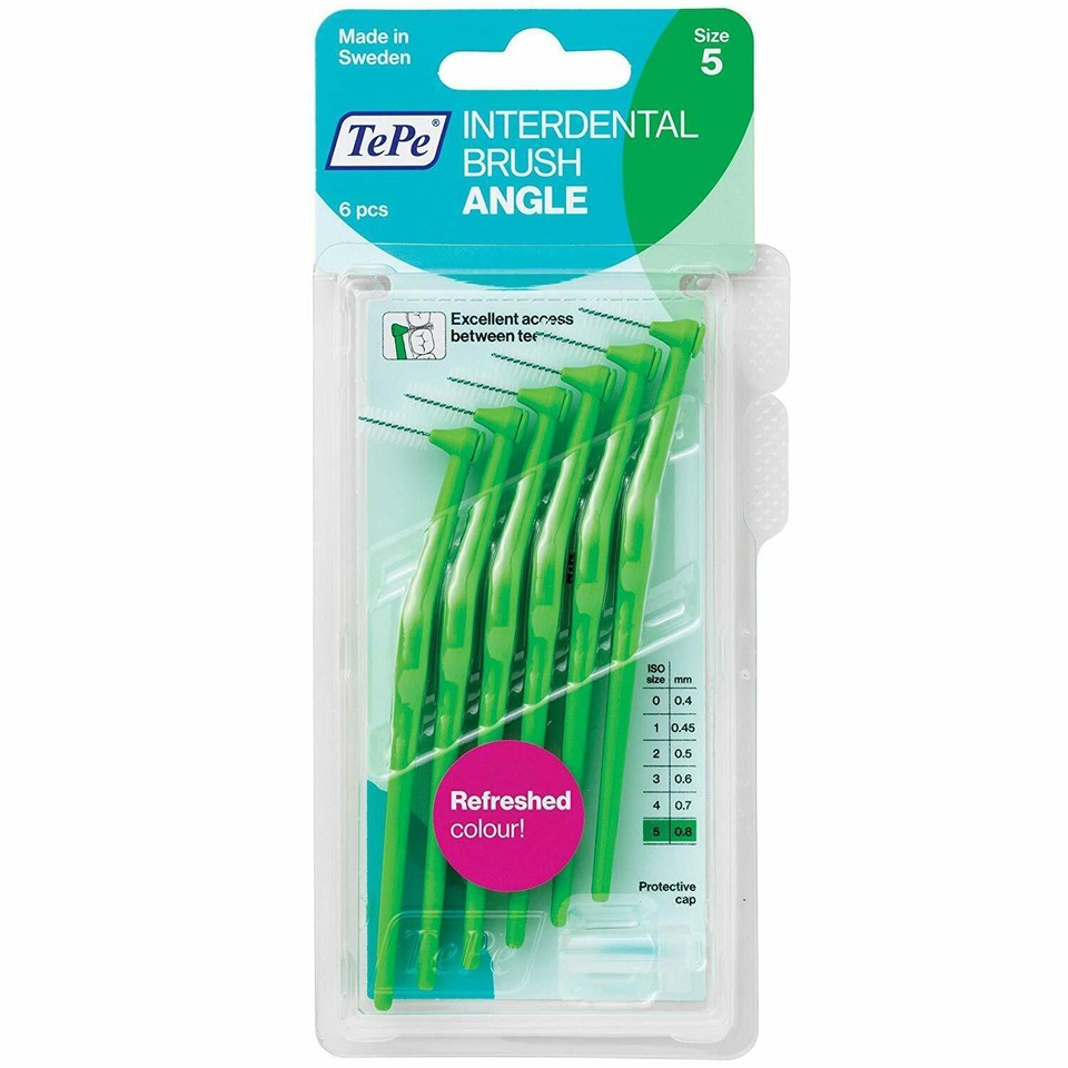 TePe Angle Interdental Brushes | 1 Pack of 6 & 25, All Colours/Sizes ...