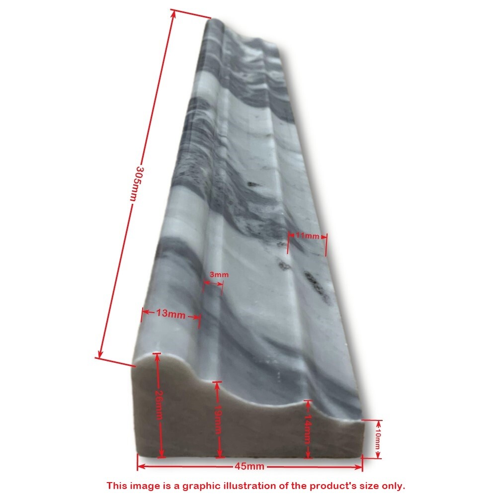 C13P Carrara Marble Venato Carrera Chair Rail Trim Molding Polished ...