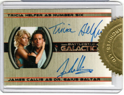 BATTLESTAR GALACTICA SEASON 1 TRICIA HELFER JAMES CALLIS DUAL AUTOGRAPH ...