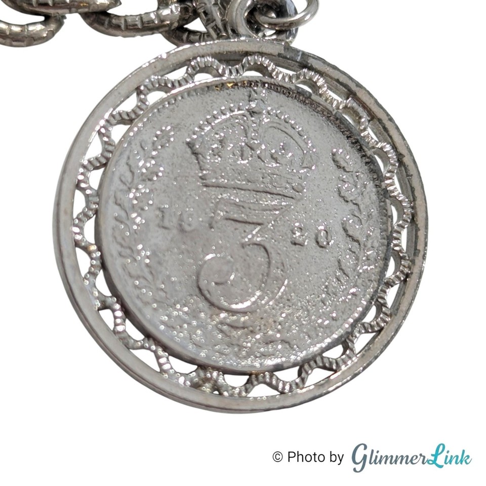 Vintage Silver Tone Coin Style Station Long Necklace 52.5" Costume ...