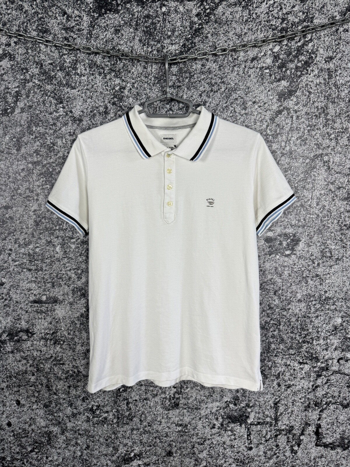 Men’s Diesel Short Sleeve Polo Shirt White Size L Lar… - Gem