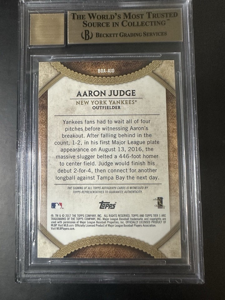Aaron Judge 2017 Topps Tier One RC Auto /140 BGS 9.5 Yankees BOA-AJO | eBay