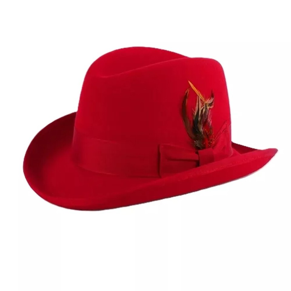 Black Wool Felt Classic Homburg Godfather Hat 4 Sizes | eBay