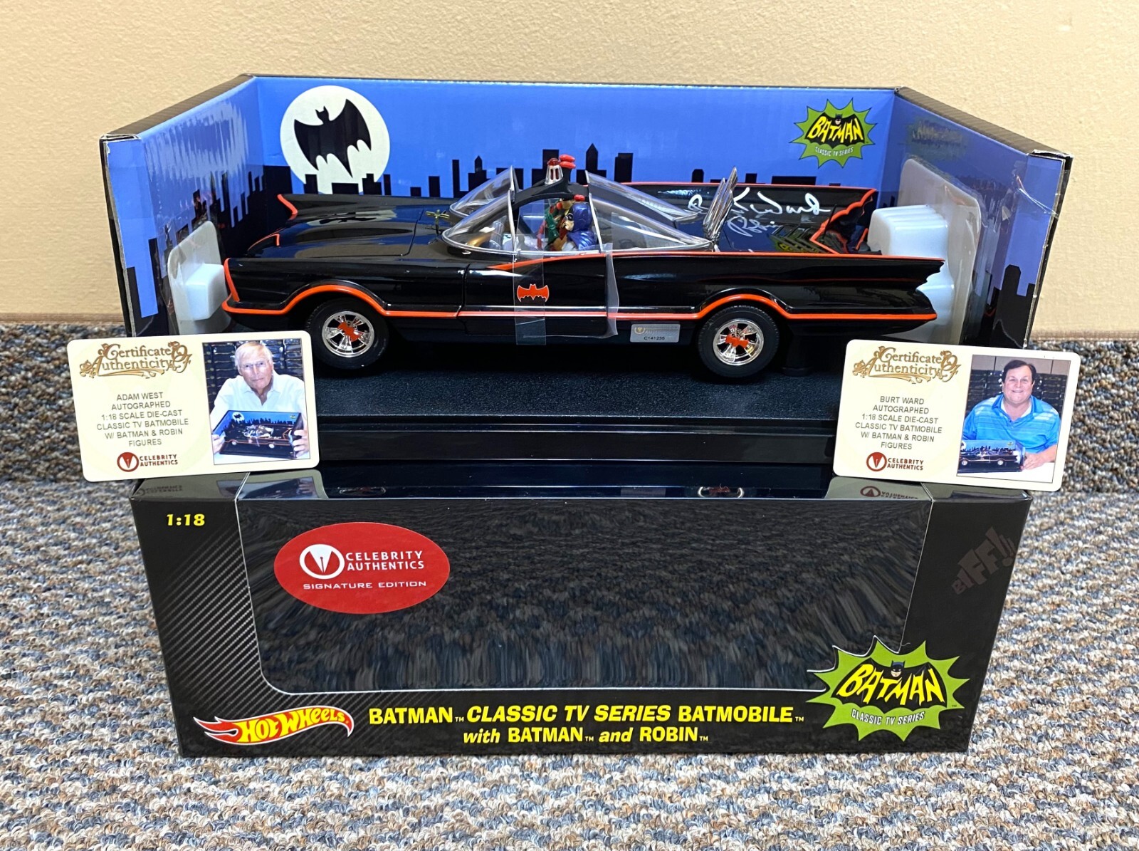 Autographed Batman & Robin ADAM WEST & BURT WARD 1966 Batmobile 1:18 ...
