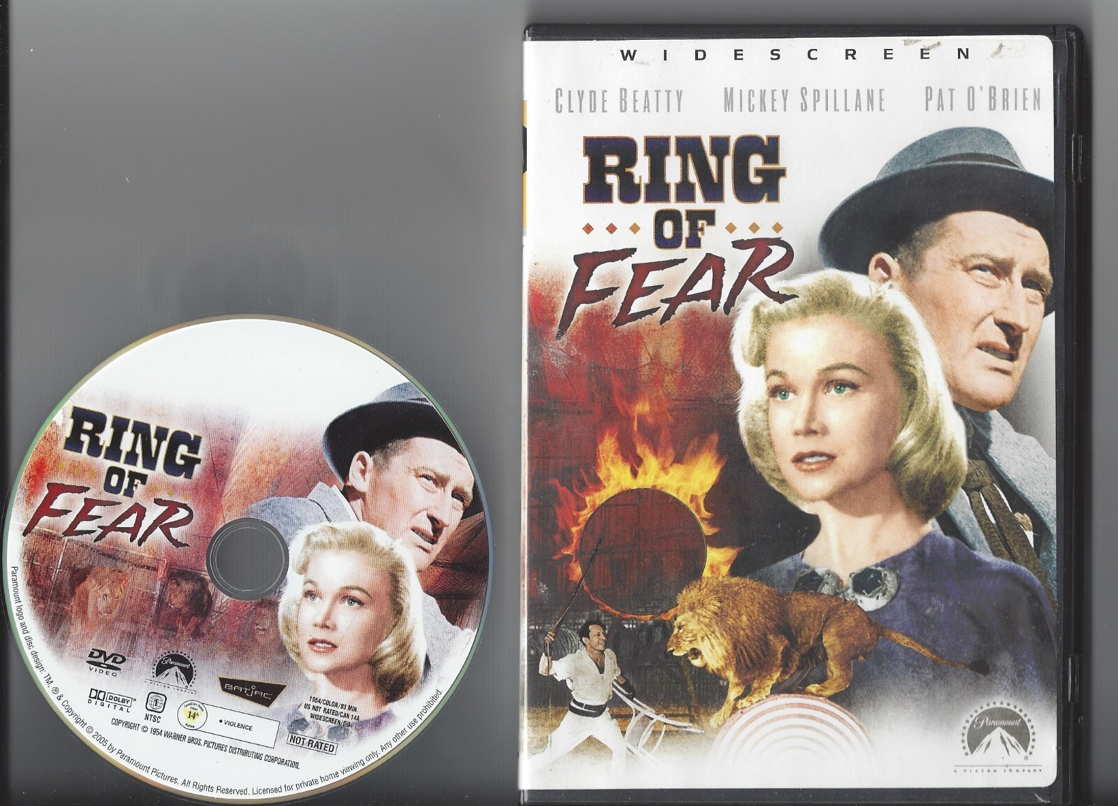 Ring of Fear (DVD, 1954) Clyde Beatty Mickey Spillane Disc & Cover Art ...