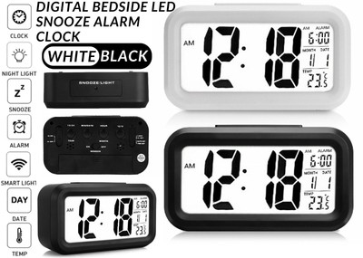 New Digital Bedside LED Snooze Alarm Clock Time Temperature Day Night ...