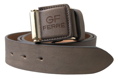 GF FERRE Belt Brown Leather Fashion Logo Buckle Waist Women s.100cm ...
