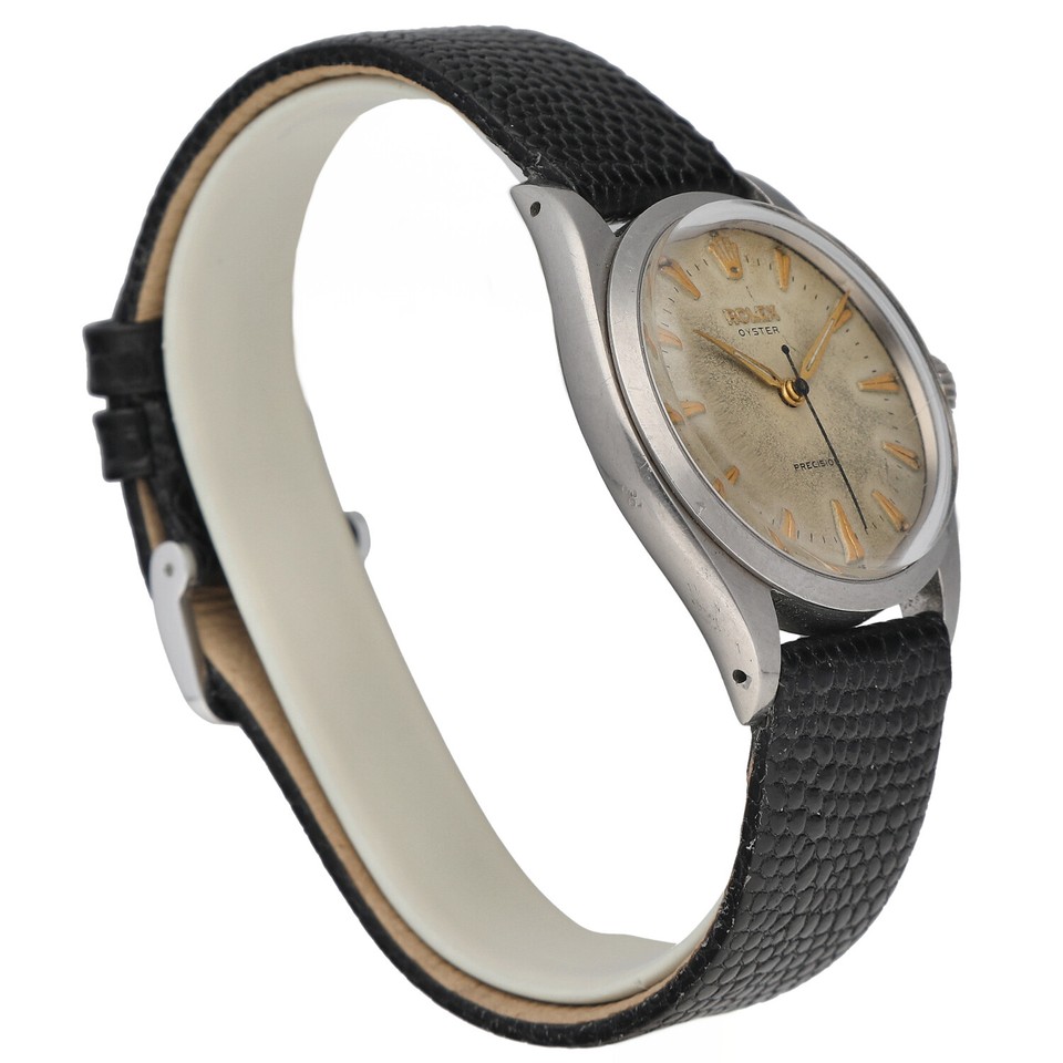 Vintage Rolex Oyster Precision 6232 Brevet 34 mm Steel Leather Manual ...