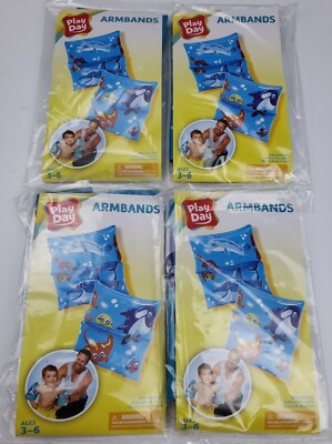 Kids Inflatable Ocean Dolphin Fish Armbands Swimmies Lot Of 4 Blue Ages ...