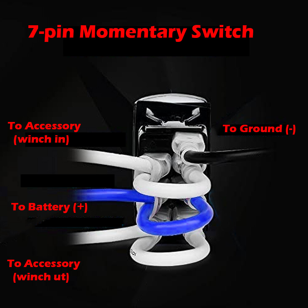 BLUE HORIZONTAL LED Rocker Switch 7 Pin Dual Light 12V WINCH IN WINCH ...