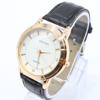 Mreurio Watch Quartz Mens Classic Casual Gold Tone White Dial Watch ...