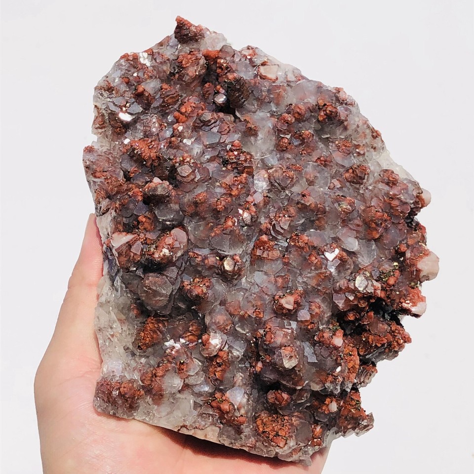 1350g Natural Red Phantom Calcite Copper Ore Symbiosis Crystal Cluster ...