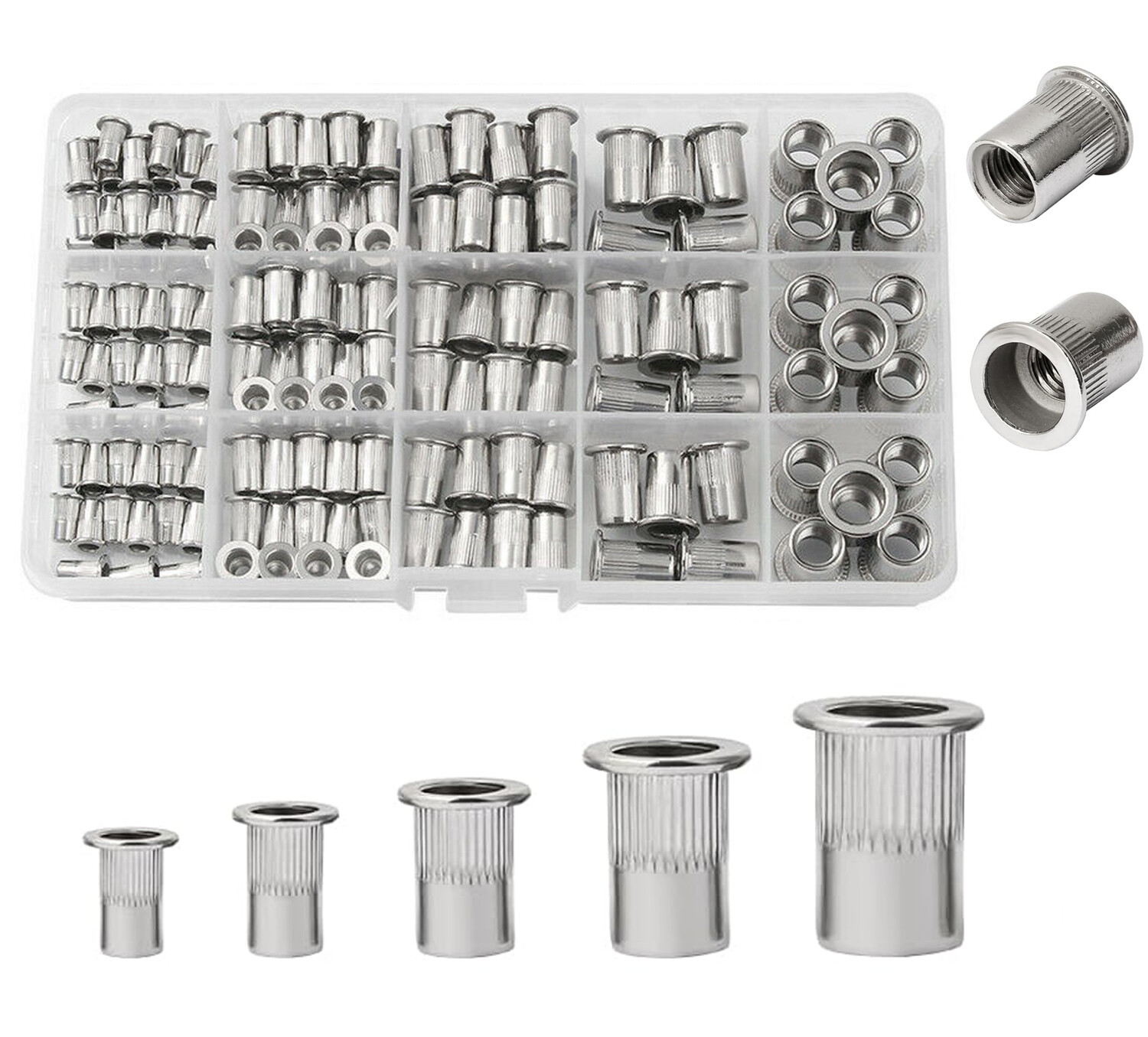 150Pcs Rivet Nuts Aluminium Threaded Insert Nut Nutsert Rivnuts Flat ...