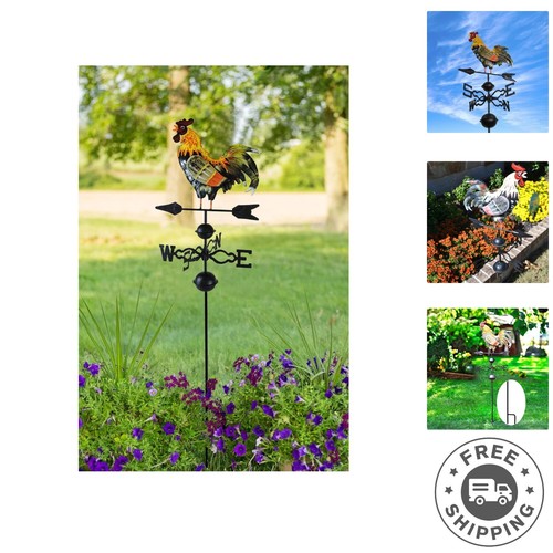 Colorful 48" Rooster Weather Vane with Elegant Metal Garden Stake ...
