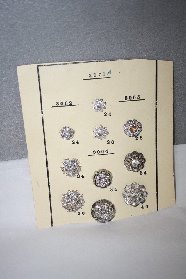 Antique/Vintage Clear Rhinestone Crystal Shank Buttons Varied Sizes 24 ...