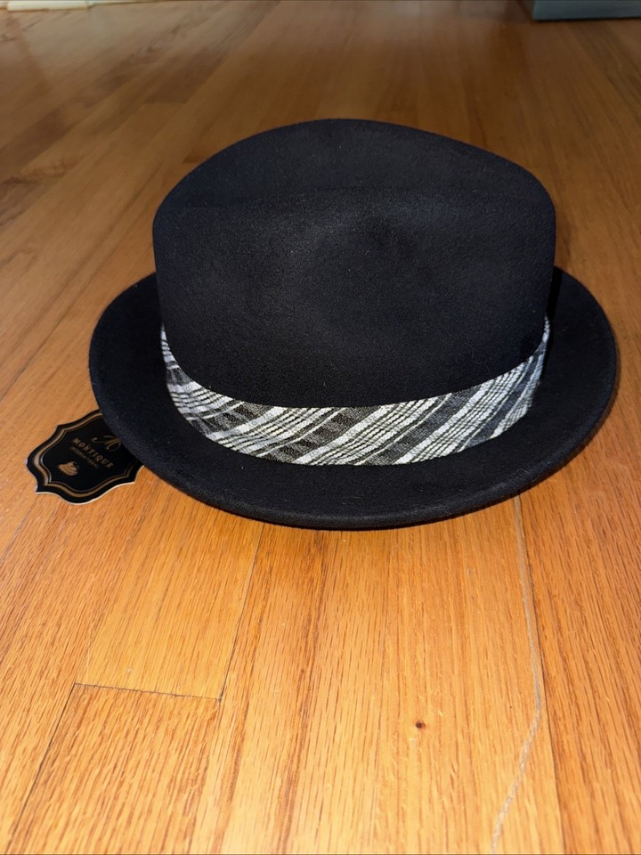 Montique Legacy Pinch Front Wool Fedora Black Size M 57cm H -2112 | eBay