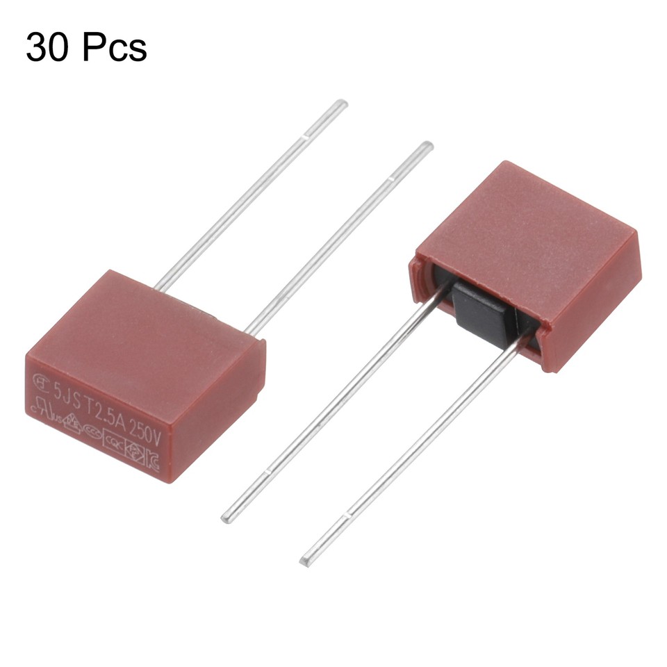 30Pcs DIP Mounted Miniature Square Slow Blow Micro Fuse, 2.5A 250V, Red ...