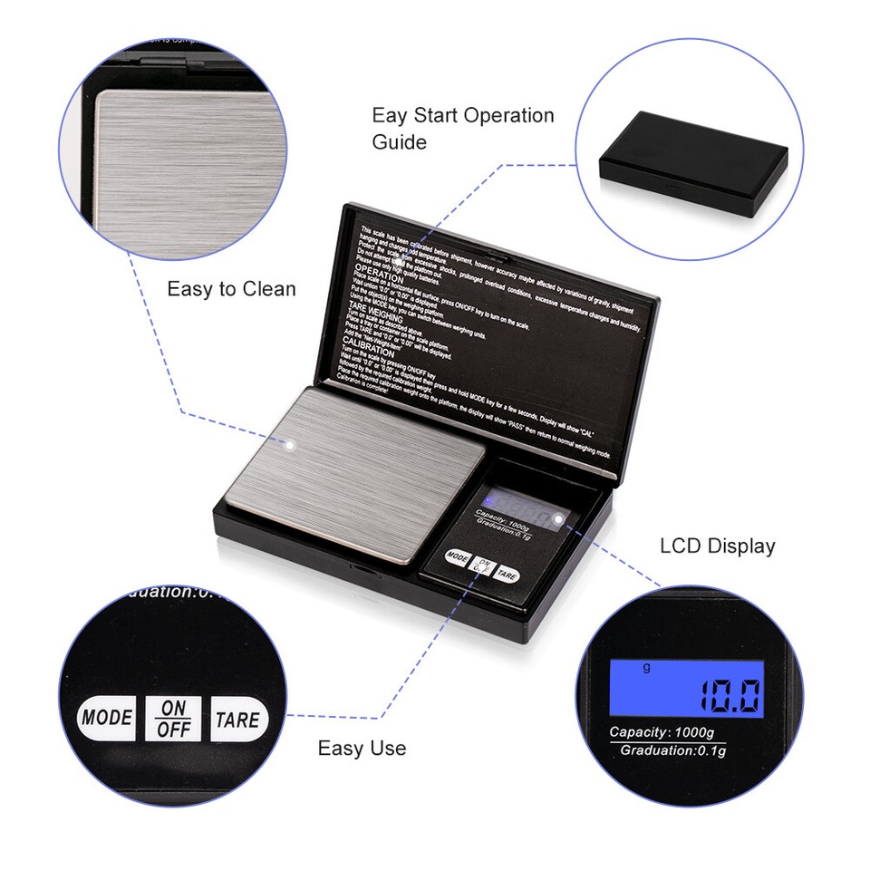 Weigh Gram Scale Digital Pocket Scale,1000g by 0.1g,Digital Grams Scale ...