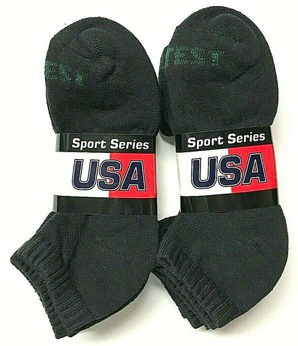 6 Pair HYTEST Black Cushion Bottom Work / Sport Low Cut Sock Size 9-11 ...