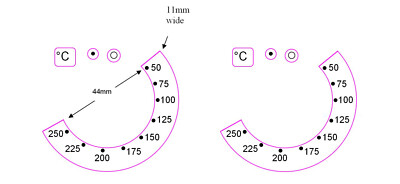 50-250 OVEN TEMPERATURE STICKERS with replacement 44mm inner diameter ...